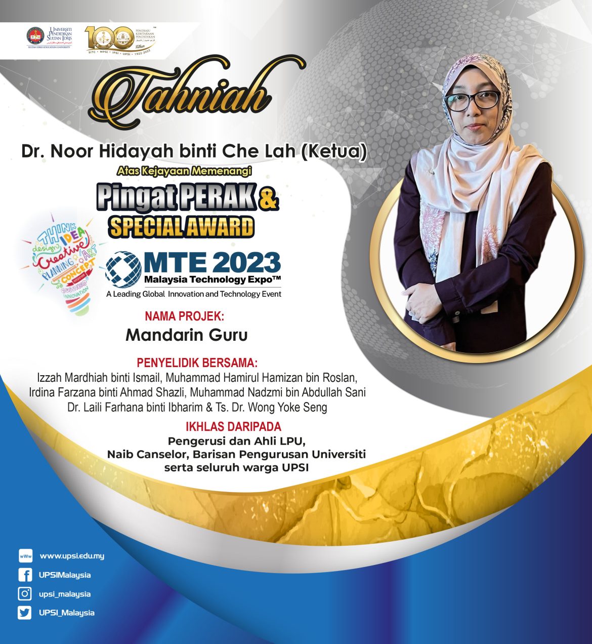 Tahniah Dr Noor Hidayah Binti Che Lah – FAKULTI KOMPUTERAN DAN META ...