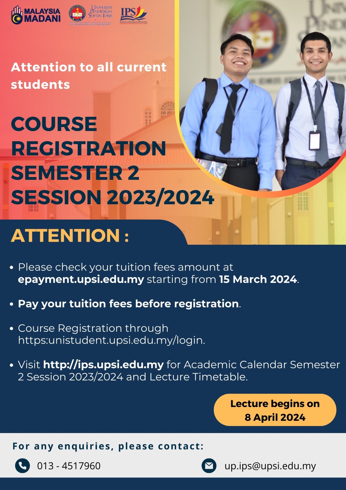 Semester & course registration semester 2 session 2023/2024 – FAKULTI ...