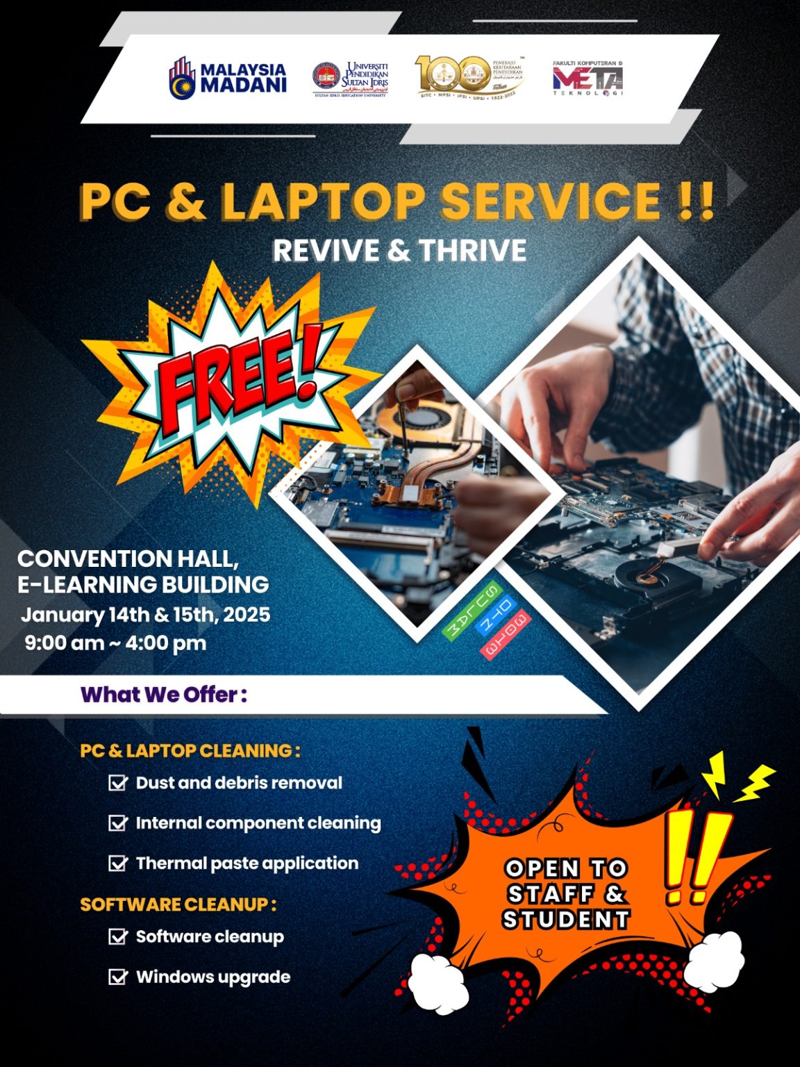 FREE PC & LAPTOP SERVICE for UPSI Staff and Students! – FAKULTI ...